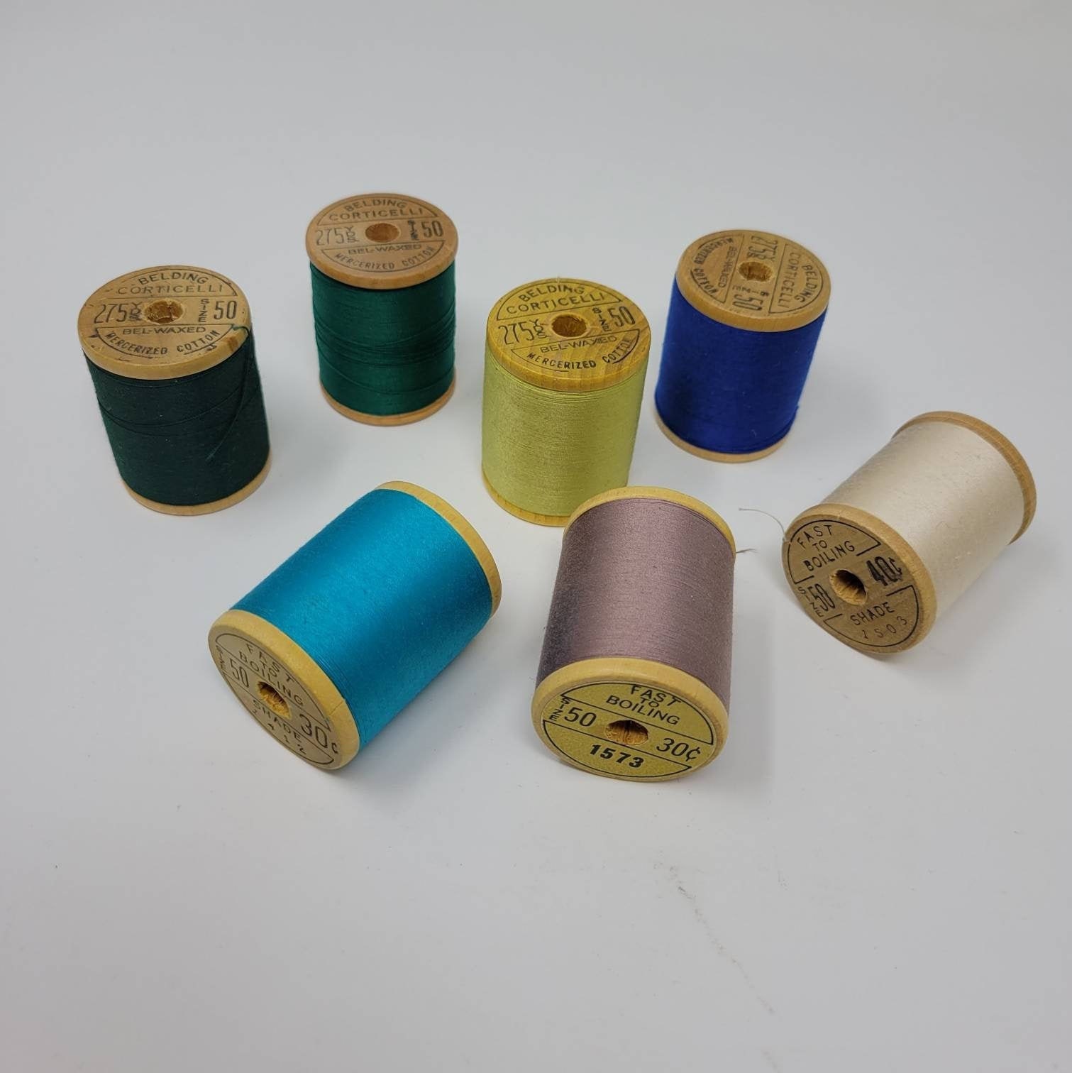 RARE Vintage Belding Corticelli Cotton Thread 7 Wooden Spools Vintage ...