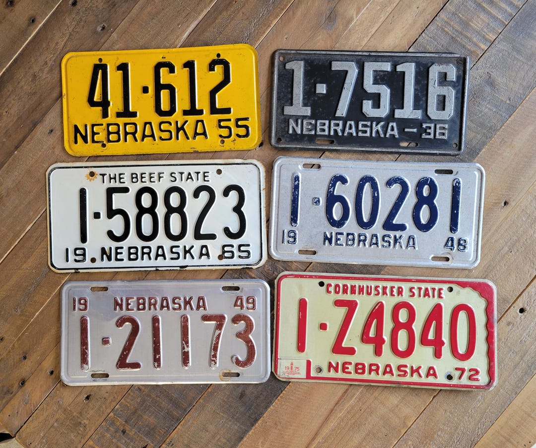 Choice of Vintage Nebraska License Plate * 1936 * 1948 * 1949 * 1955 ...