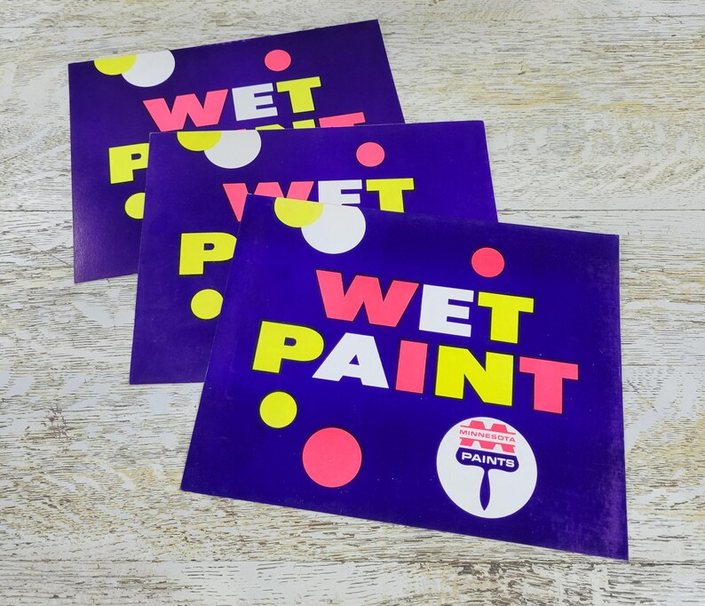 3 Vintage Wet Paint Paper Signs * Minnesota Paints - Etsy