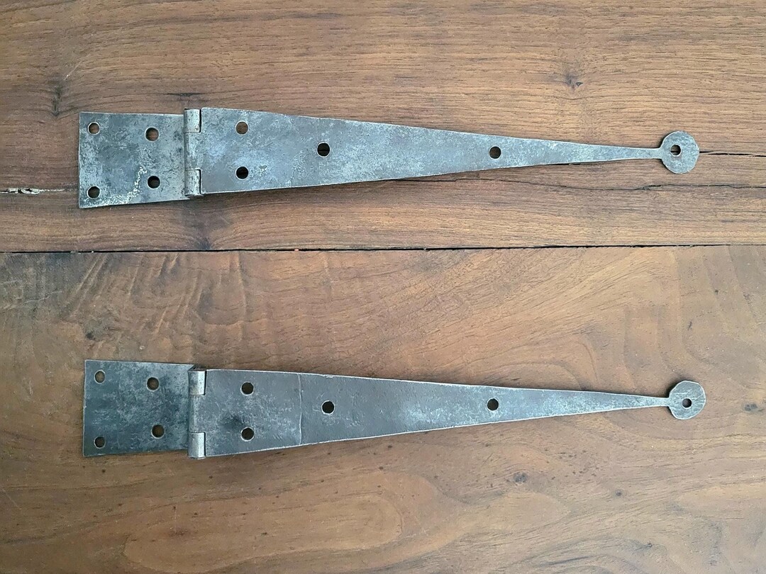 Vintage Blacksmith Forged Iron Strap Hinges (pair) - Etsy