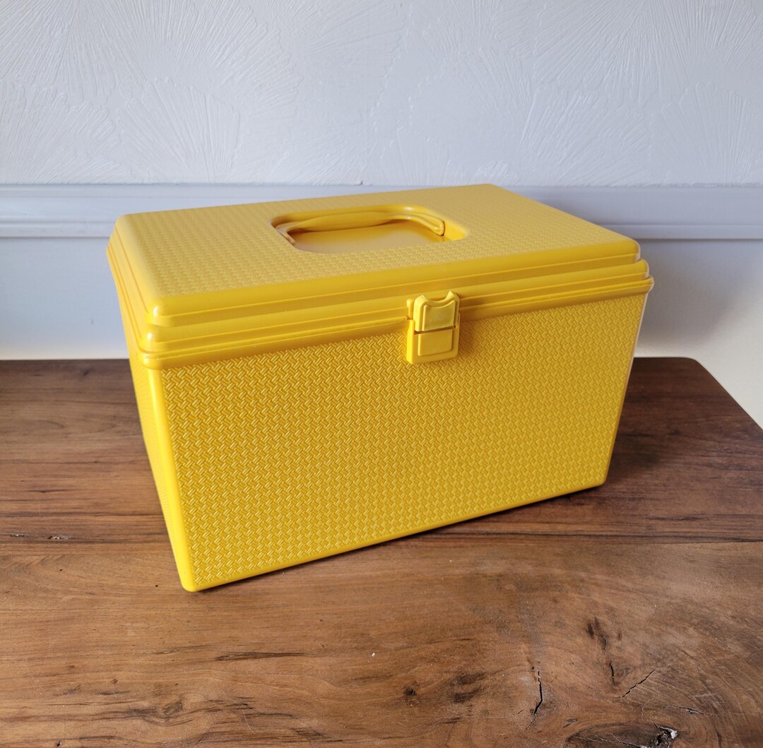 Vintage Large Wil-hold Yellow Storage Container With Basketweave ...