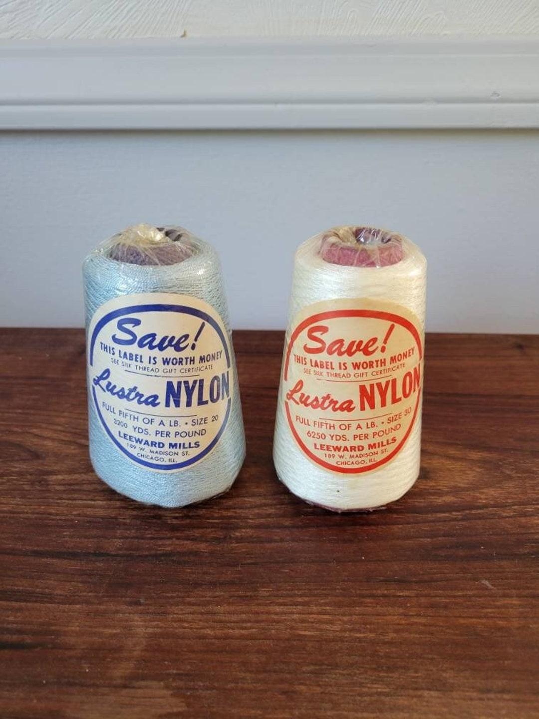 Vintage Lustra Nylon Thread: Leeward Mills Collectible Spools - Etsy