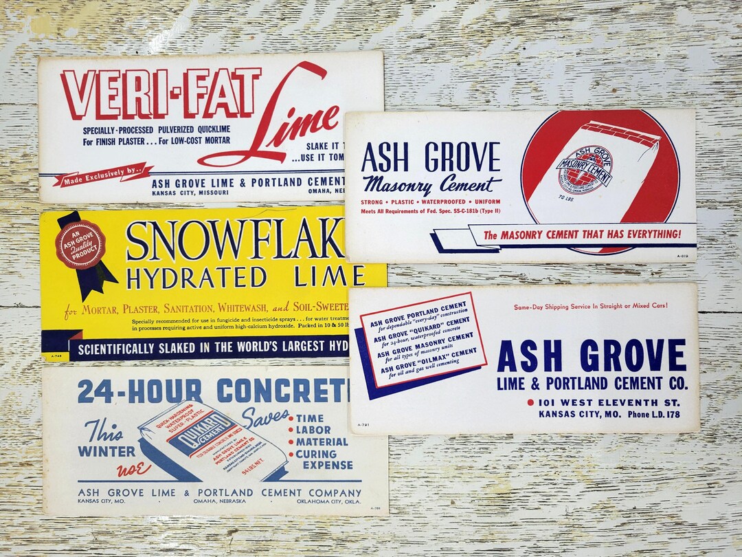 Vintage Advertising Ink Blotter Cards * Ash Grove Lime & Portland ...