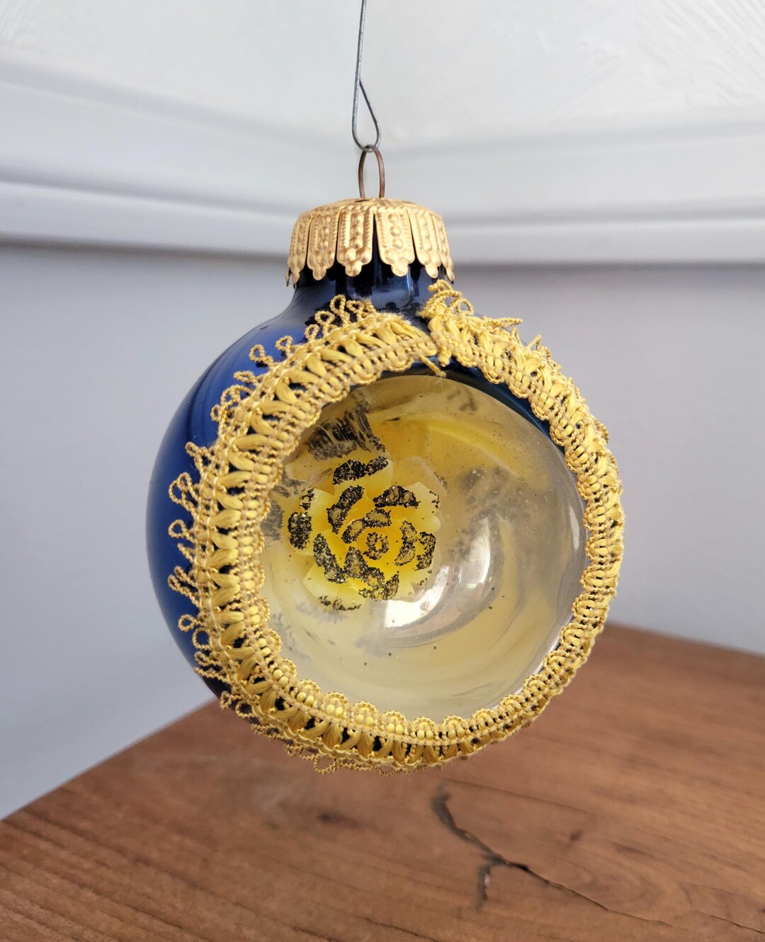 Vintage Glass Reflector Ornament With Rose * West Germany - Etsy