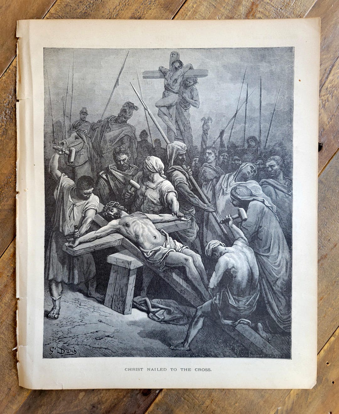 Antique Bible Gustave Dore * Christ Nailed to the Cross * Illustration ...