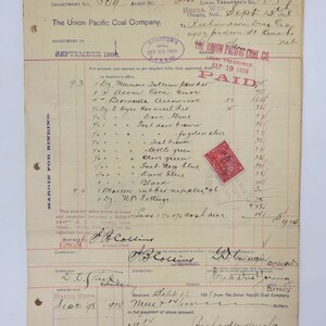 1898 the Union Pacific Coal Company Invoices * UPRR Memorabilia * Old ...