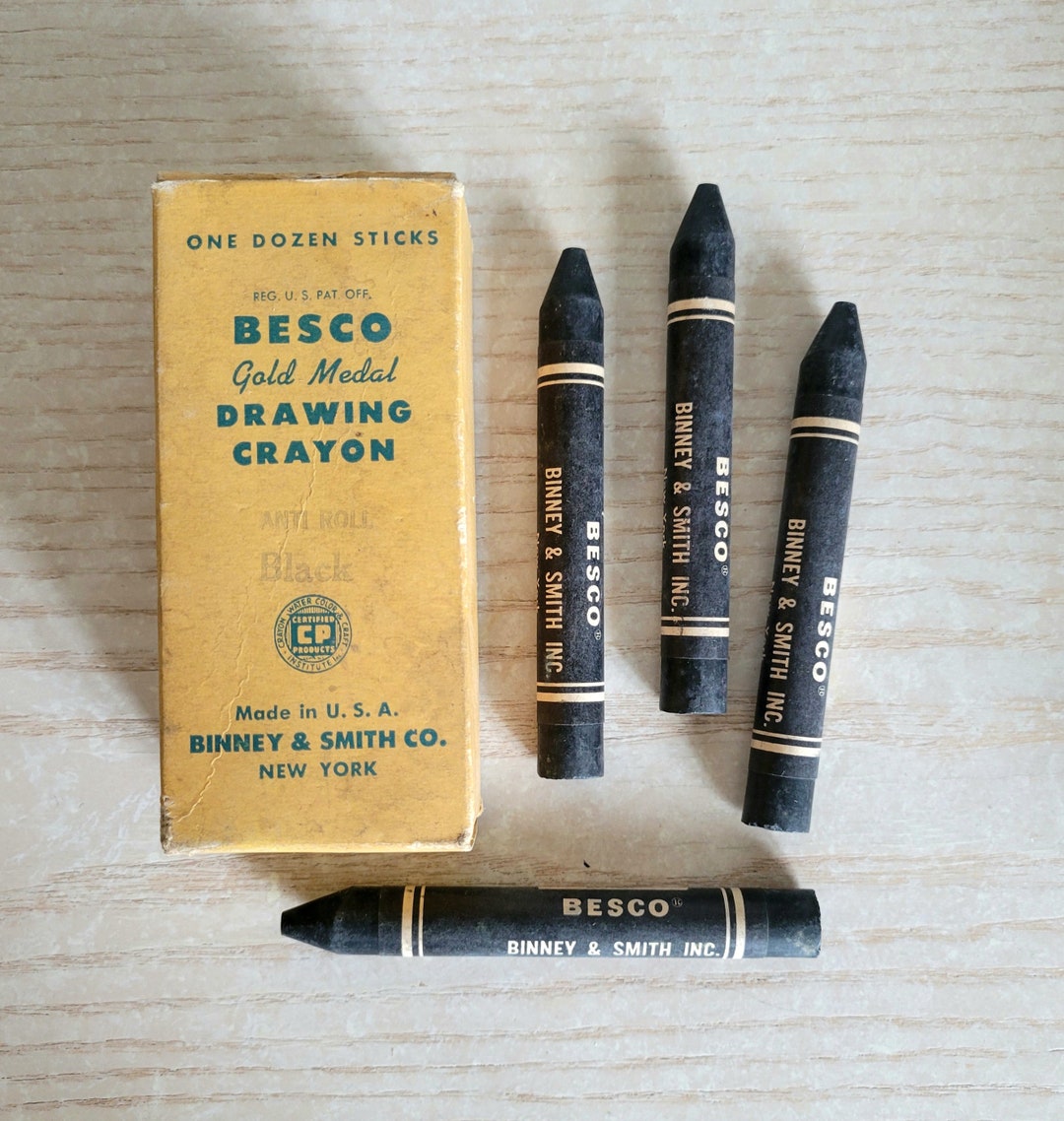 RARE! Early Besco Gold Metal Drawing Crayon Black * Binney & Smith ...