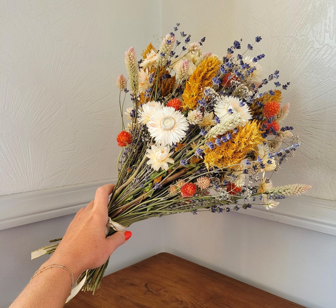 Dried Strawflower Lavender Bouquet * Birthday Anniversary Wedding ...