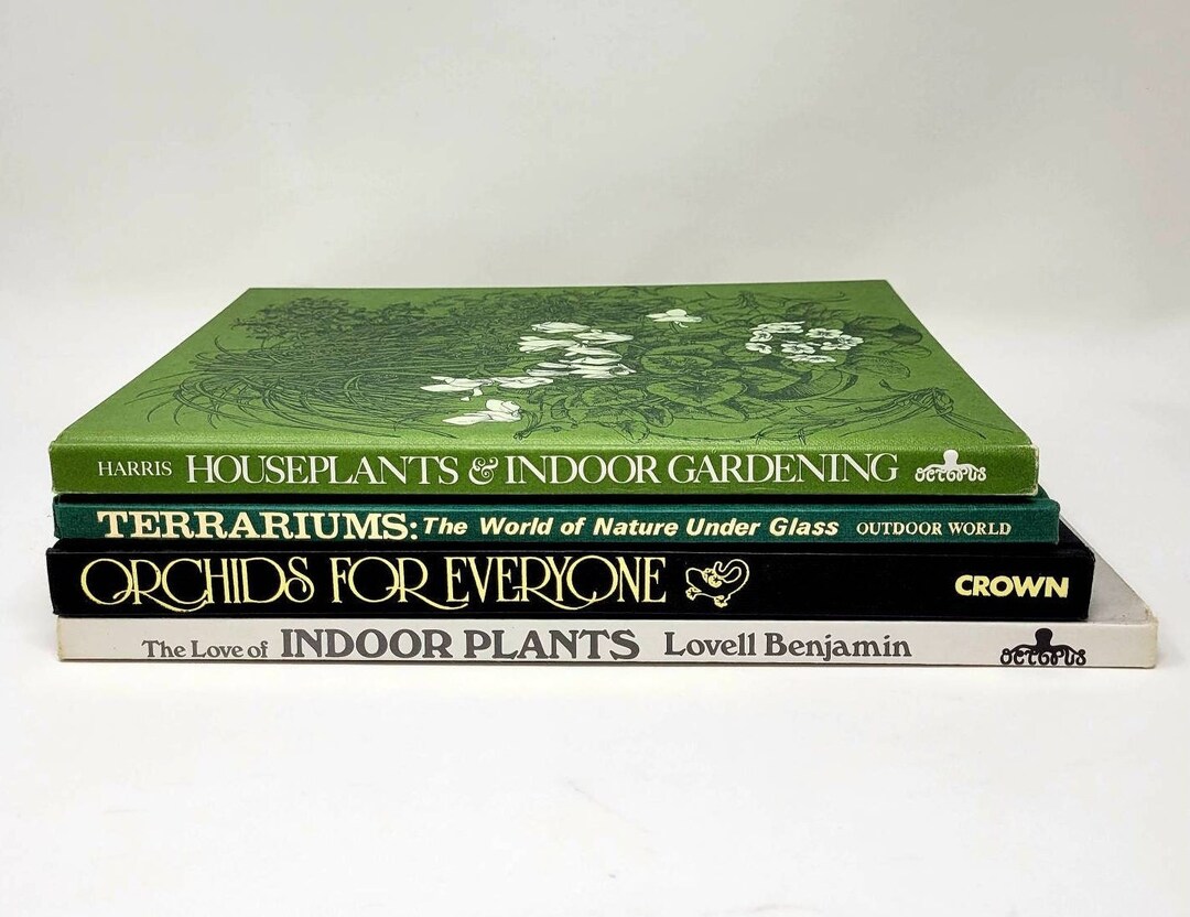 Vintage House Plant Books Instant Library Staging Home Decor Orchids ...