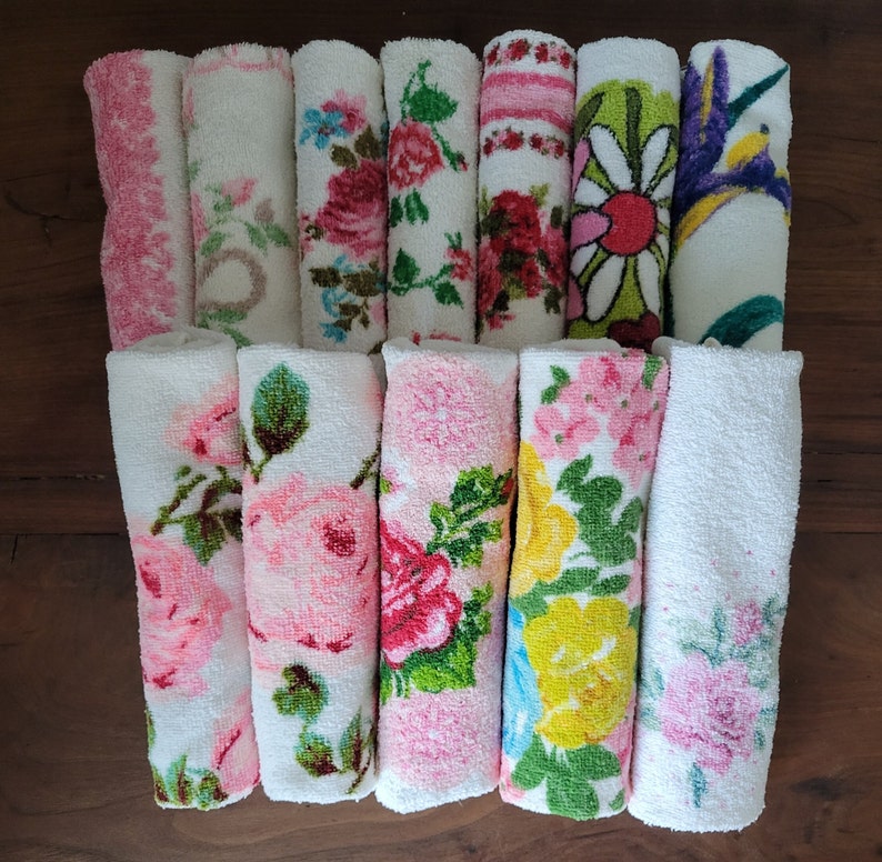 Lot Of Vintage Bath Floral Cotton Washcloths 12 Pieces Etsy
