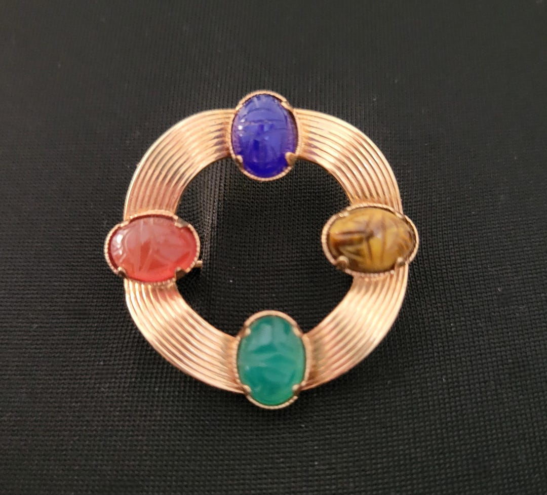Vintage Amco Jewels Scarab Brooch: 14K Gold Overlay Pin - Etsy