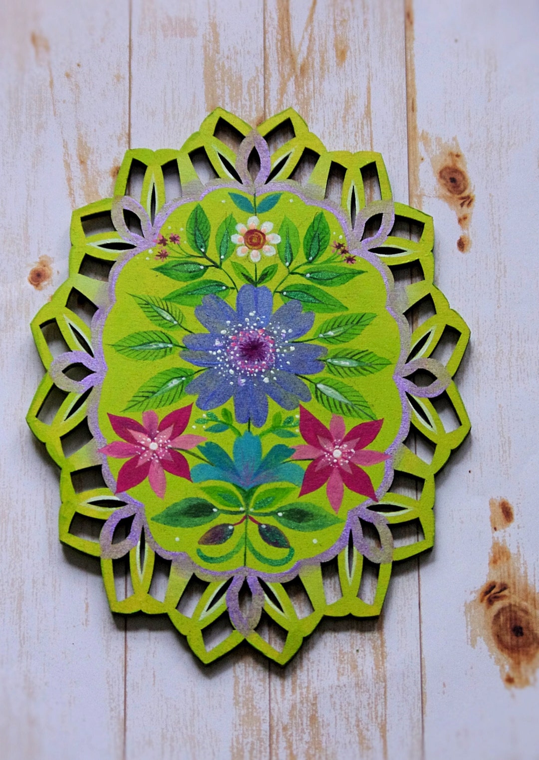 Original Folk Hippy Flower Painting, Folk Flower Painting, Folk ...