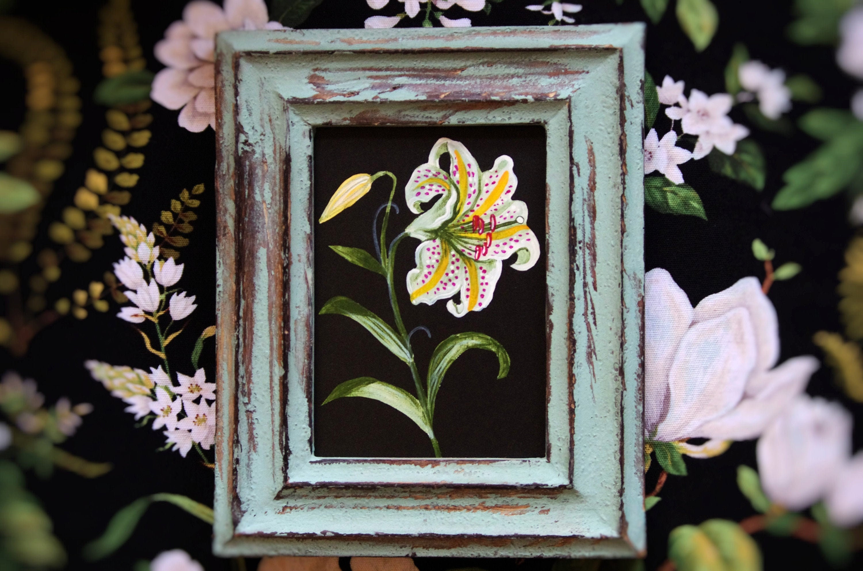 Lily Painting, Art Botanical Flower, Art Print Magic Lilium , White ...