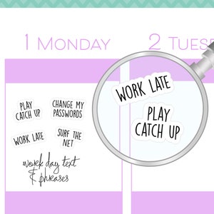 Work and Office Text Stickers, Clear or White Matte Sticker Paper ...