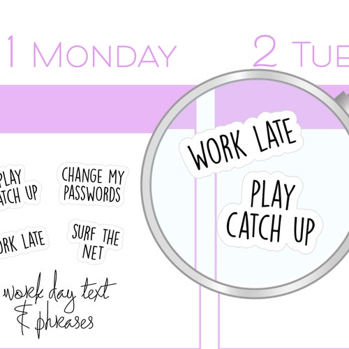 Work and Office Text Planner Stickers Planner Stickers Text | Etsy