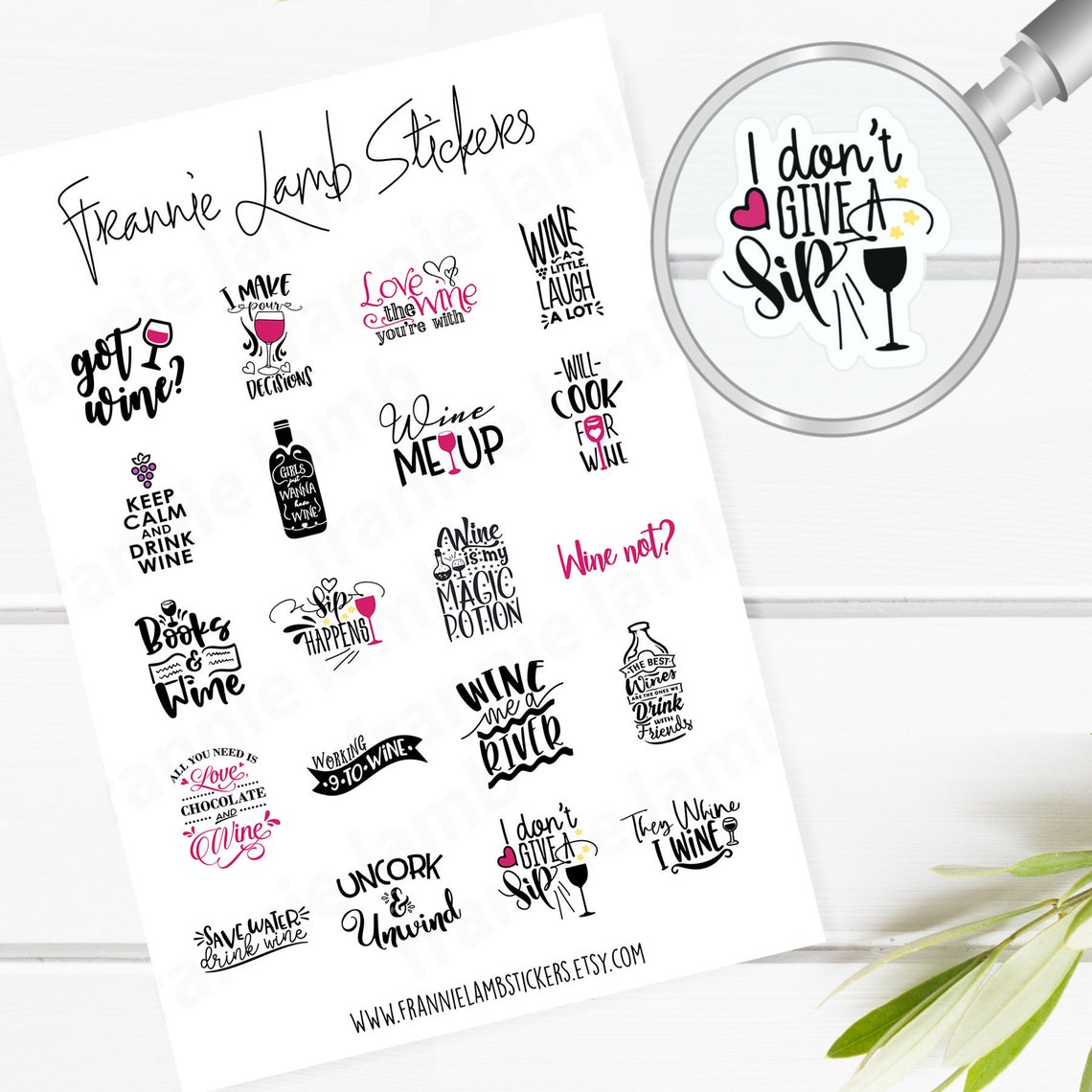 Wine Stickers, Clear or White Sticker Paper Available, Planner Stickers ...