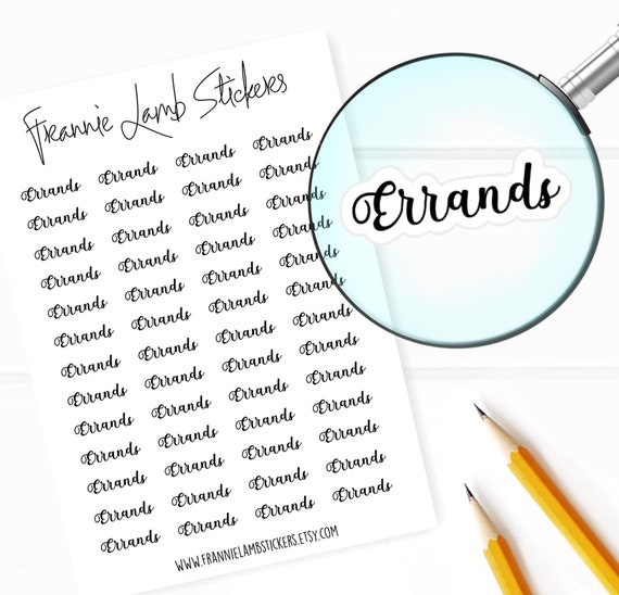 Errands Planner Stickers 52 Labels for Planners Calendars | Etsy