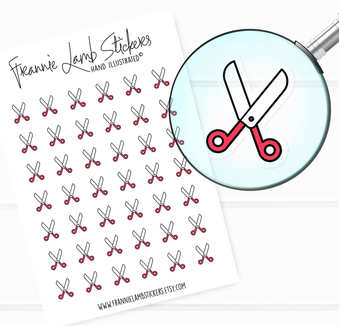 42 Clear Planner Stickers (1/2" Each), Craft Scissor Planner Stickers ...