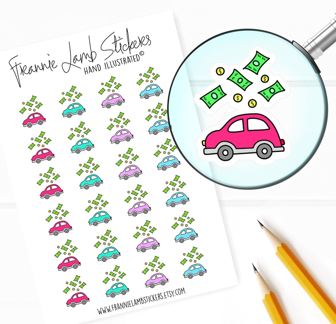 Car Payment Reminder Stickers (1/2" Each), Car Payment Planner Stickers ...