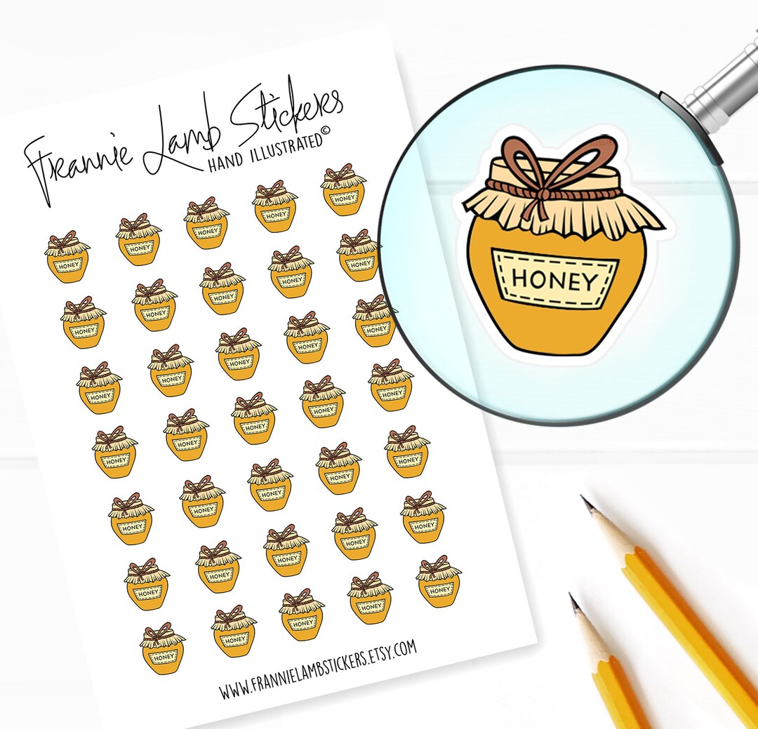 Honey Stickers (1/2" Each), Planner Stickers, Food Stickers for ...