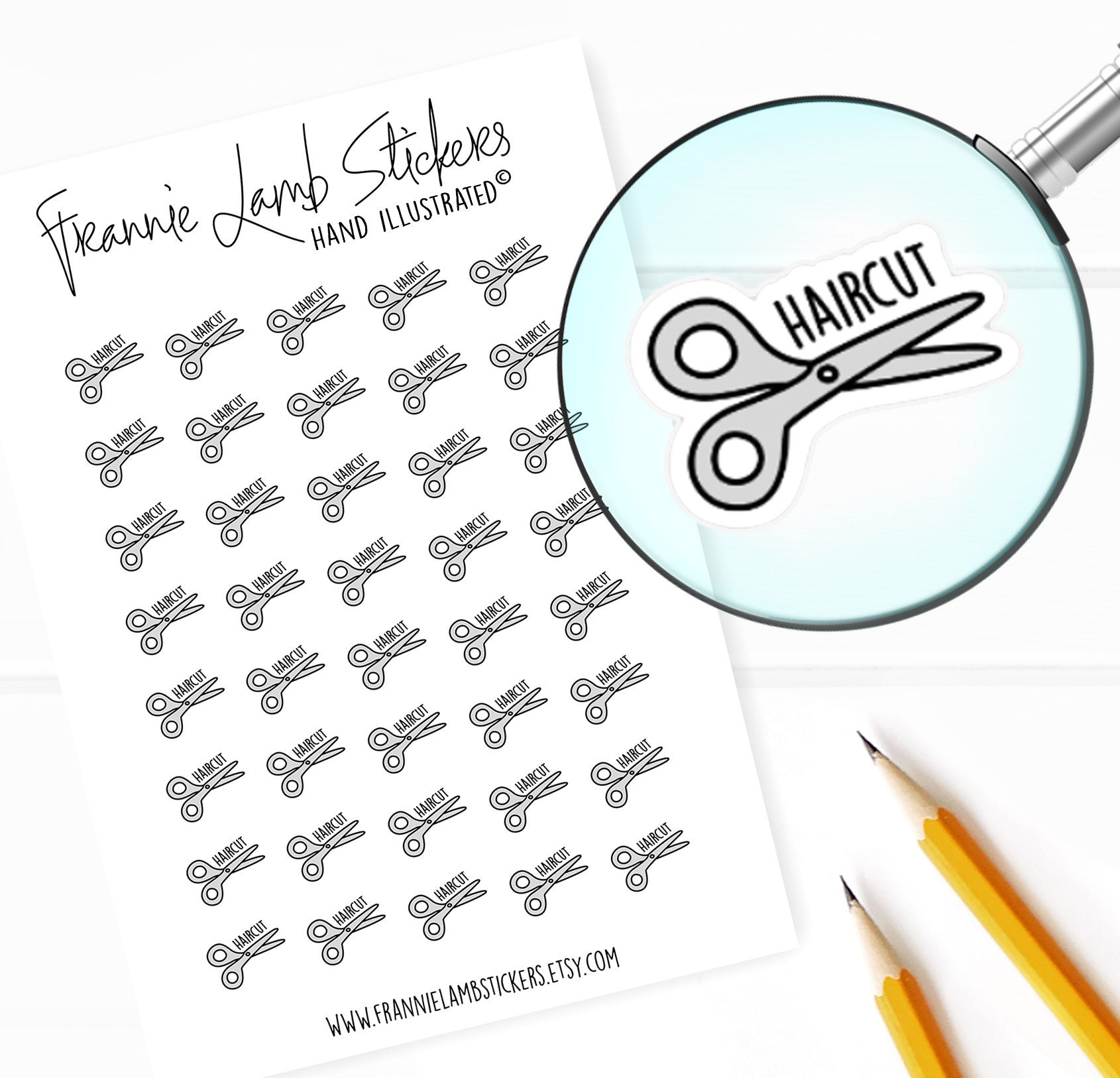 Haircut Stickers (1/2" Each), Beauty and Hair Stickers for Calendars ...