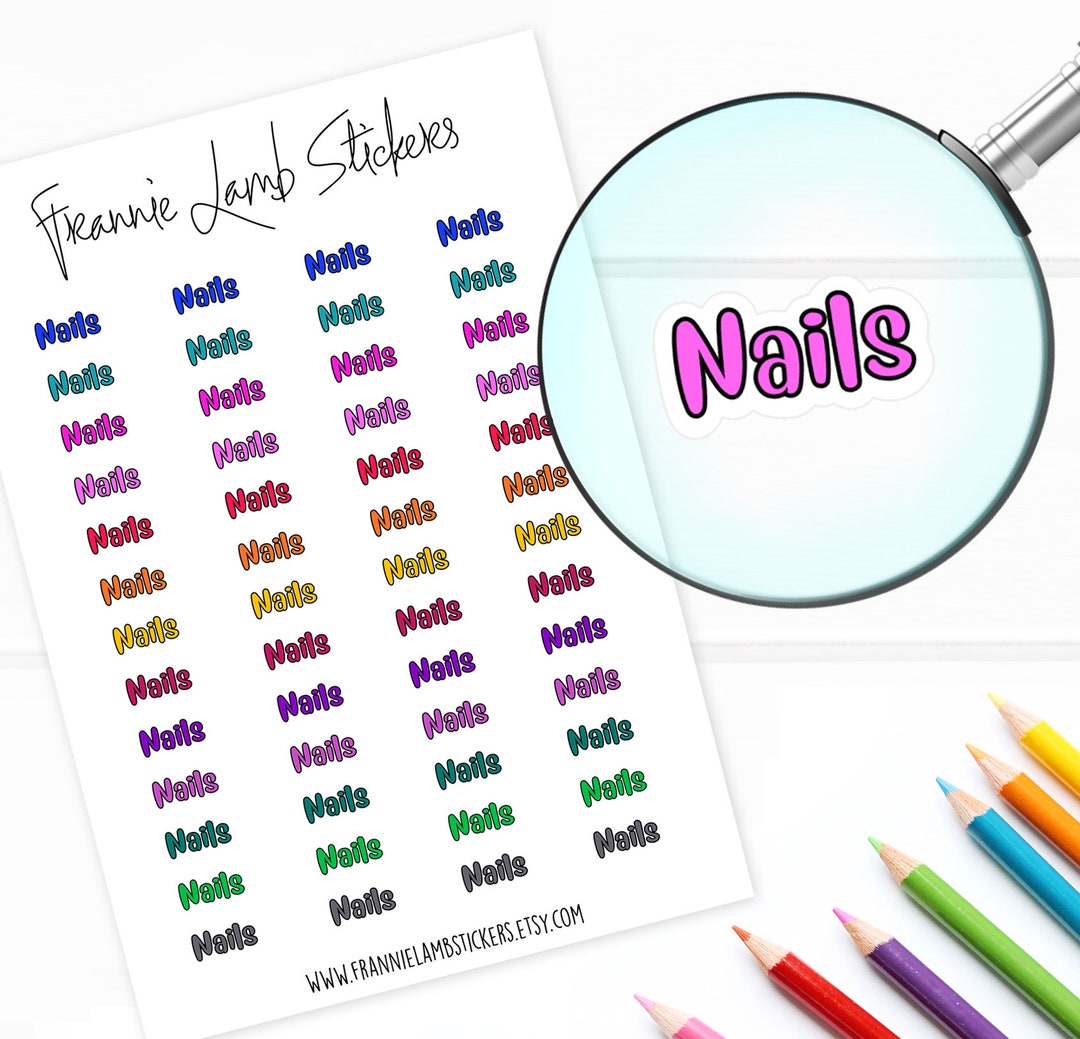 Nails Stickers/labels for Planners, Calendars & Folders, Choice of ...