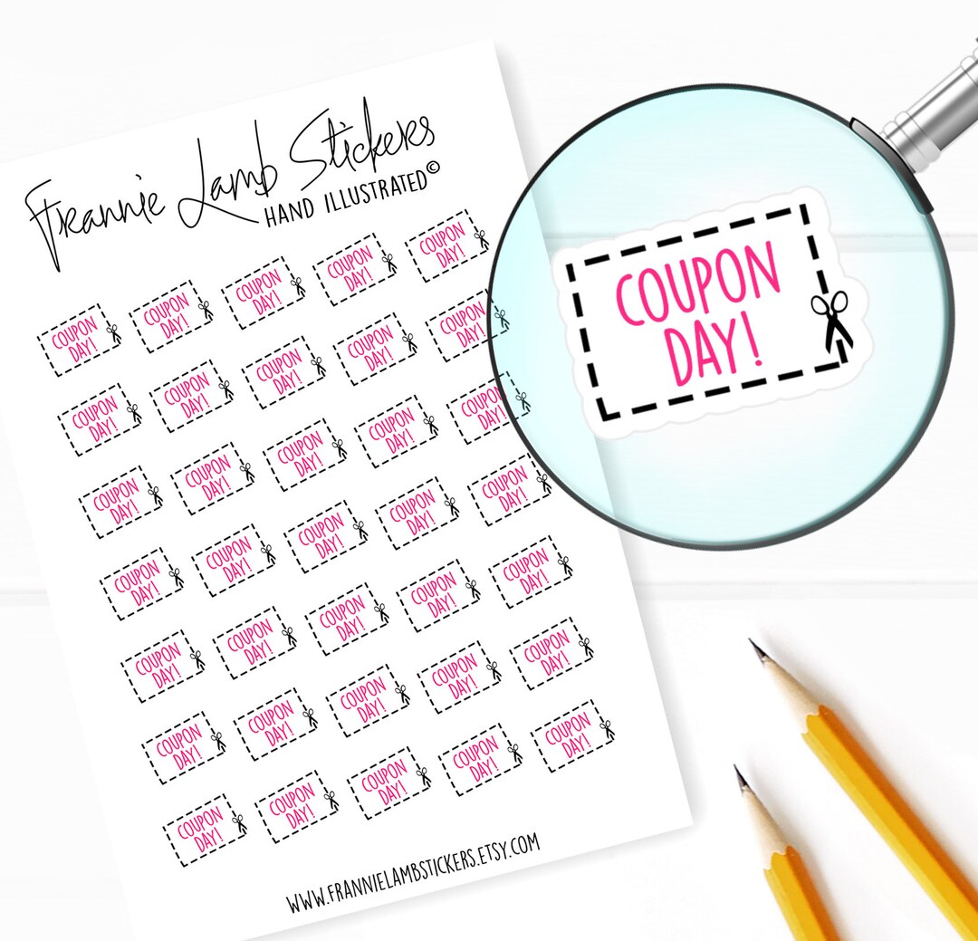Coupon Day Reminder Stickers (1/2" Each), Shopping Planner Stickers ...
