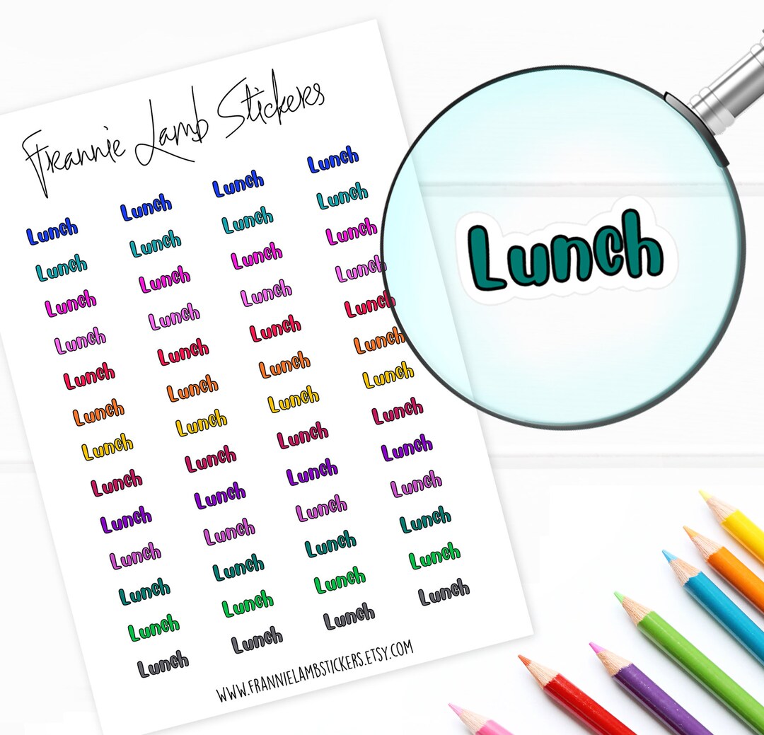 Lunch Stickers/labels for Planners, Calendars & Folders, Choice of ...