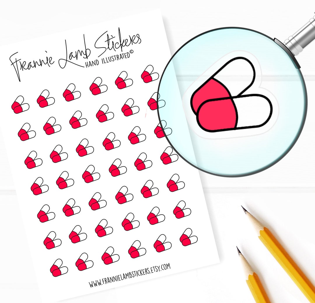 42 Clear Planner Stickers (1/2" Each), Medication Stickers, Medical and ...