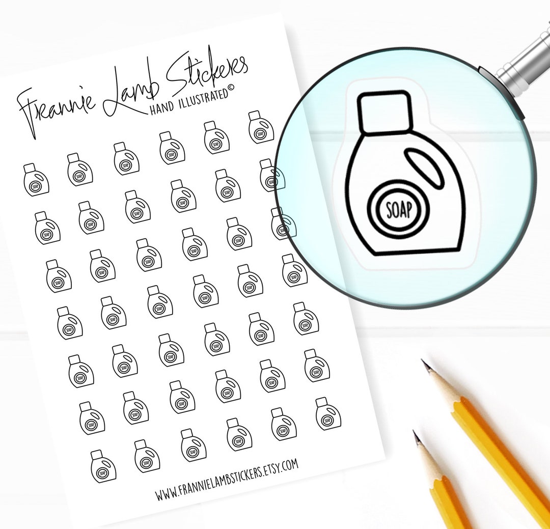 42 Clear Planner Stickers (1/2" Each), Detergent Stickers, Chore and ...