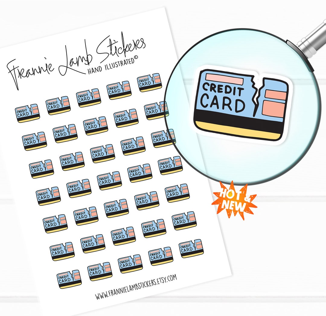 Broken Credit Card Stickers (1/2" Each), Bill & Inflations Stickers for ...