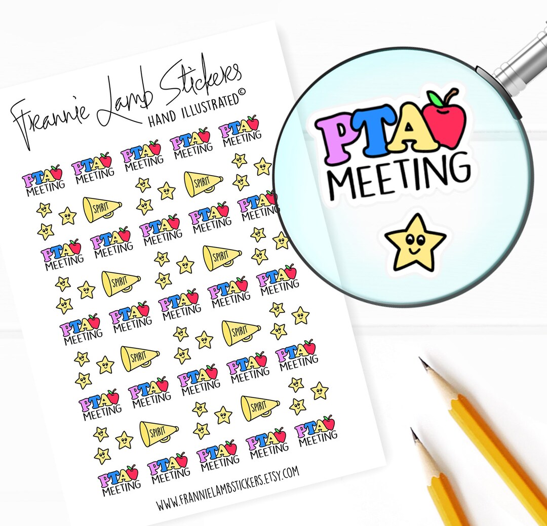 PTA Meeting Stickers (1/2" Each), School Planner Stickers, Back to ...