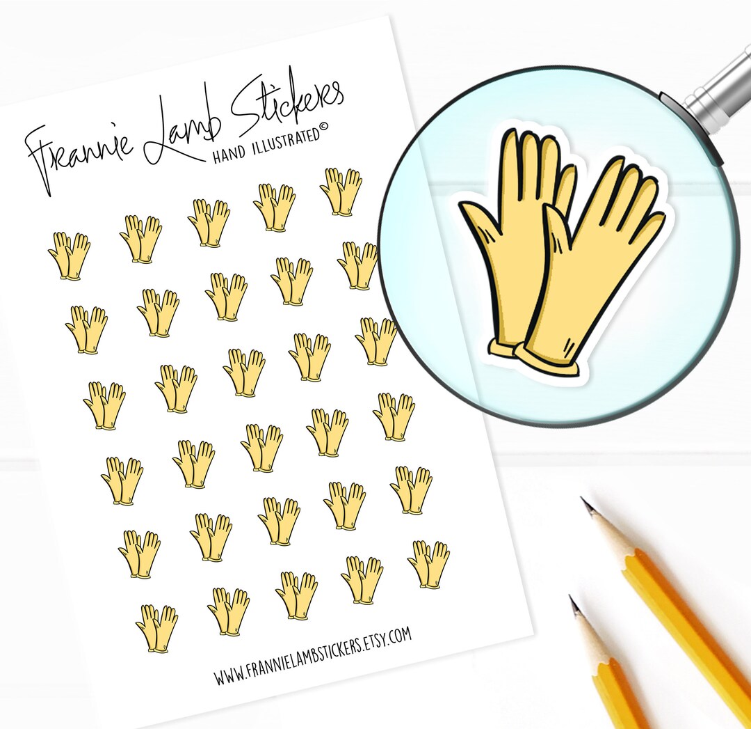 Glove Stickers (1/2" Each), Cleaning Gloves Stickers, Cleaning and ...