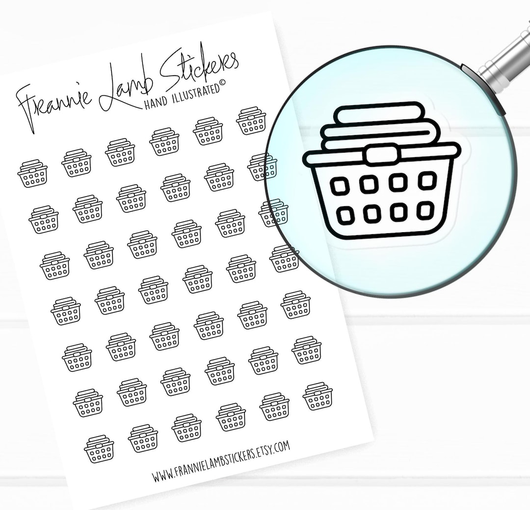 42 Clear Planner Stickers (1/2" Each), Laundry Basket Stickers, Chore ...