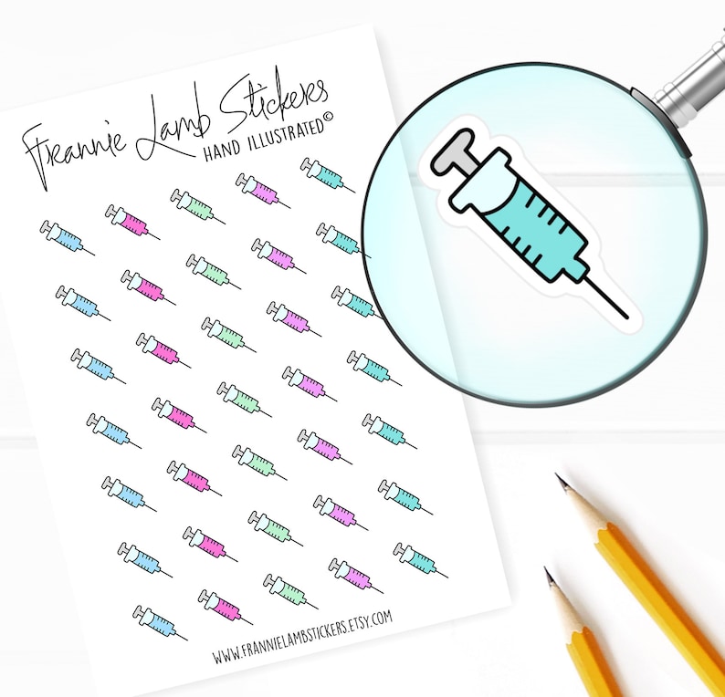 Syringe Stickers 1/2 Each Medical Stickers Syringe - Etsy