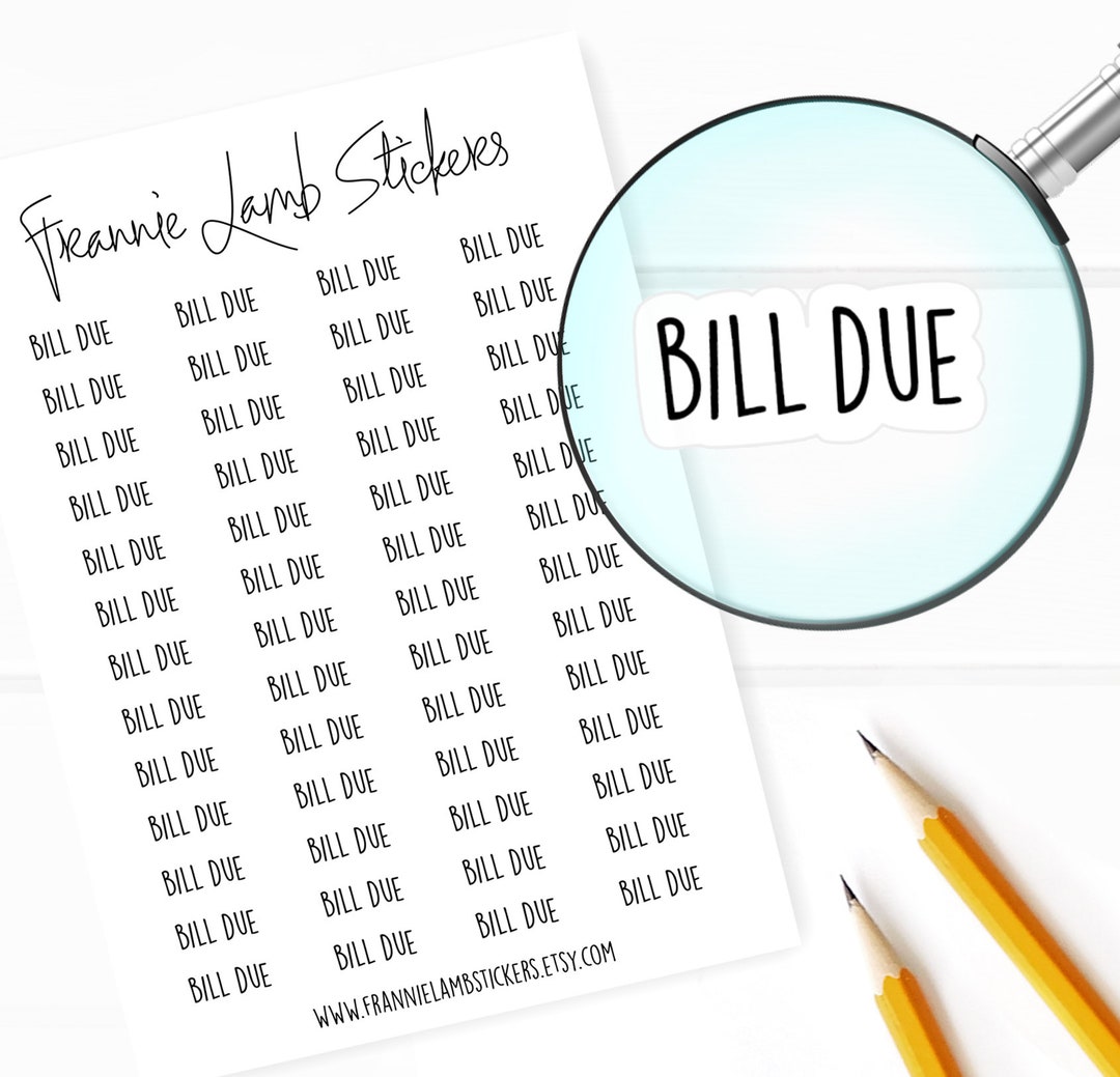 Bill Due Planner Stickers, 52 Labels for Planners, Calendars and More ...