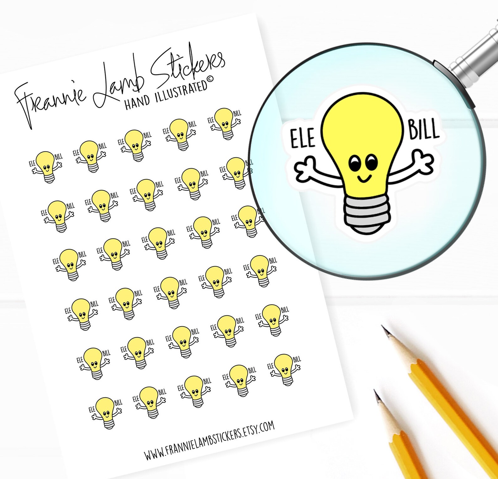 Electricity Bill Stickers (1/2" Each), Planner Stickers, Bill Reminder ...