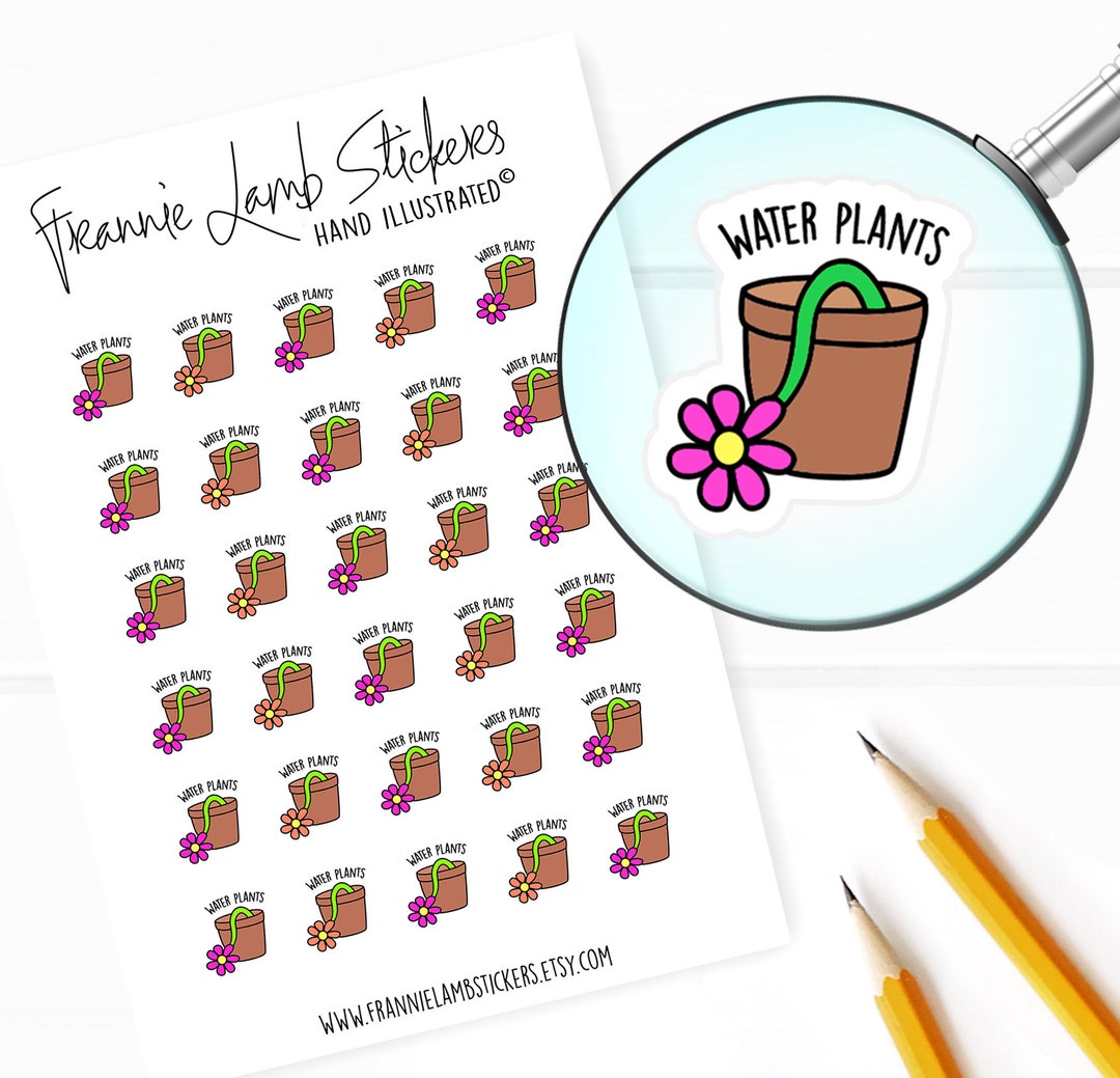 Water Plants Reminder Stickers (1/2" Each), Planner Stickers, Cleaning ...