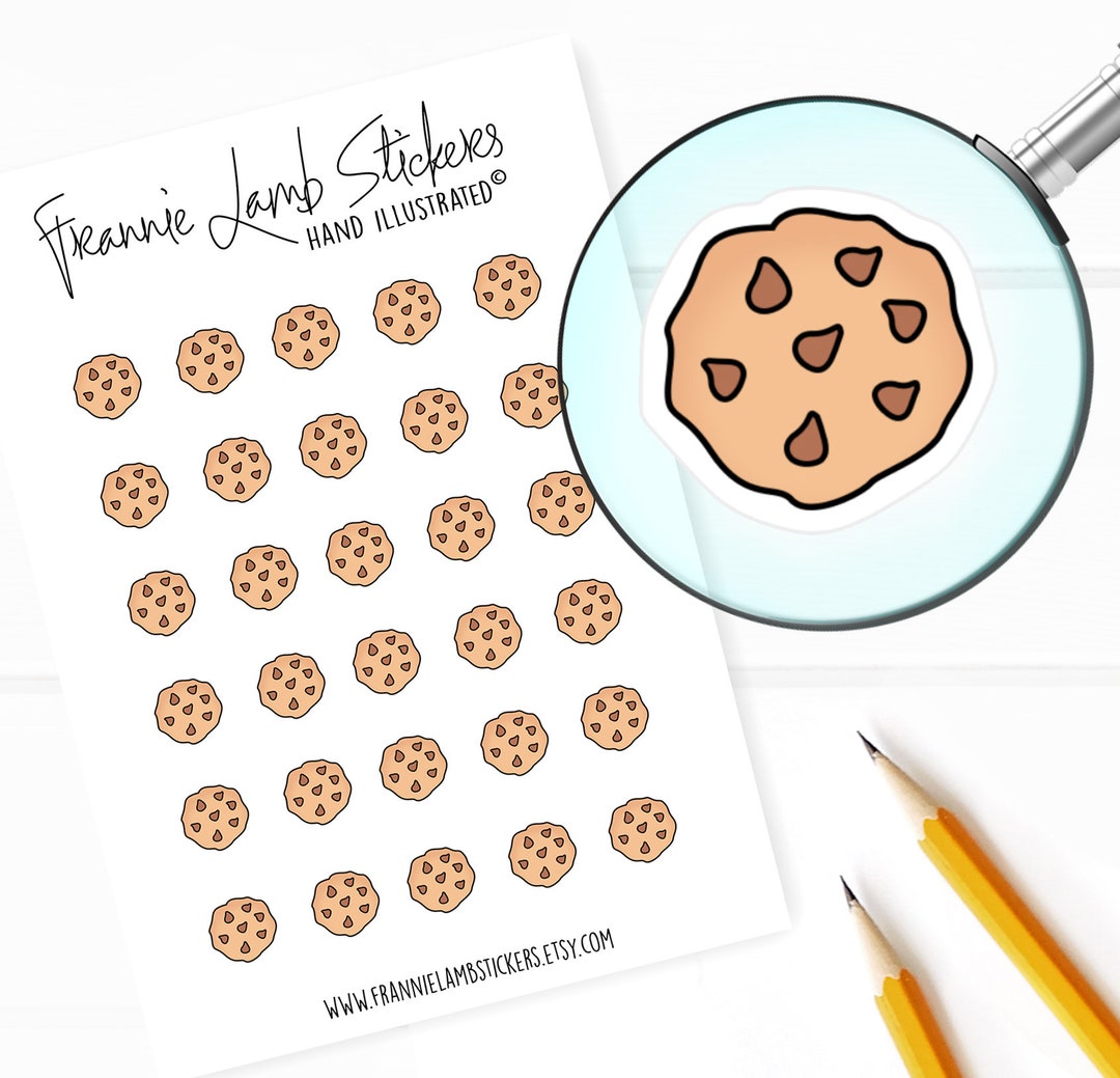 Chocolate Chip Cookie Stickers (1/2" Each), Planner Stickers, Food and ...