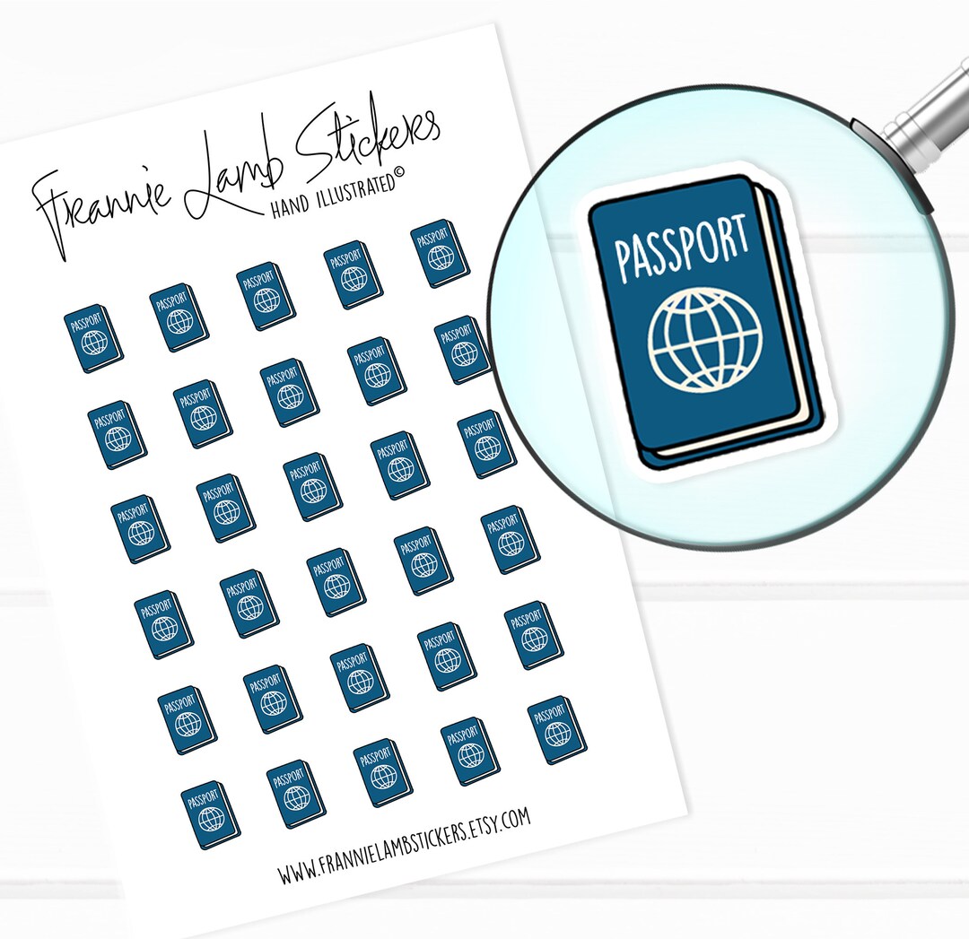 Passport Stickers (1/2" Each), Planner Stickers, Travel Stickers for ...