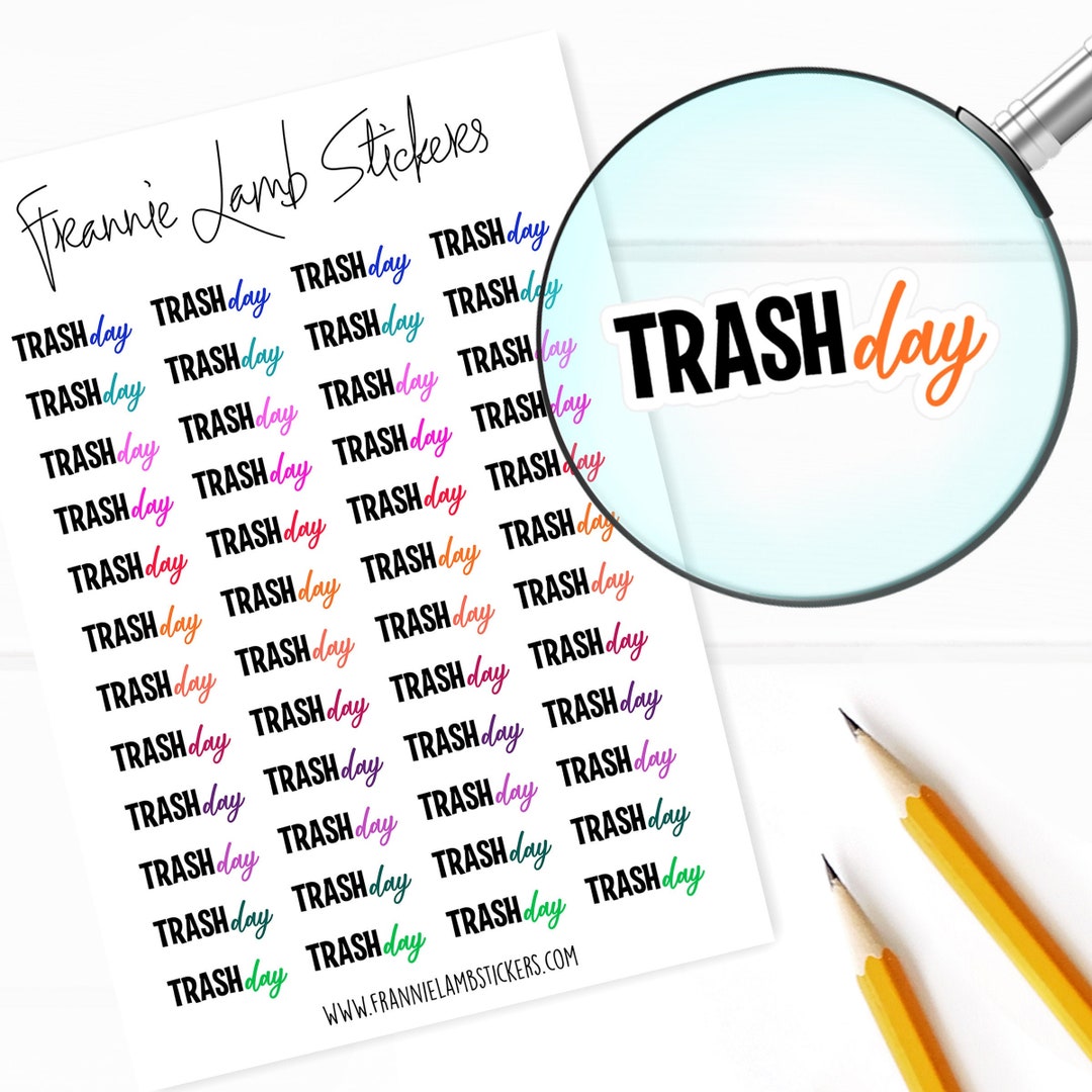 Trash Day Planner Stickers, 48 Labels for Planners, Calendars and More ...