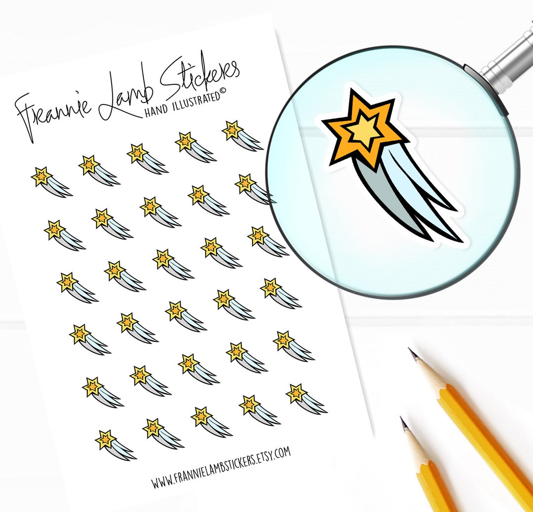 Shooting Star Stickers (1/2" Each), Decorative Planner Stickers, School ...