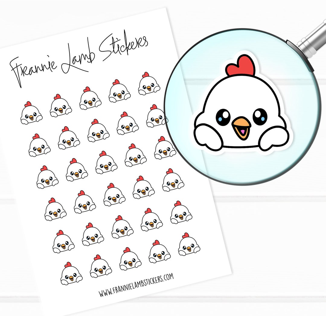 Cute Happy Chicken Stickers (1/2" Each), Planner Stickers, Cute ...