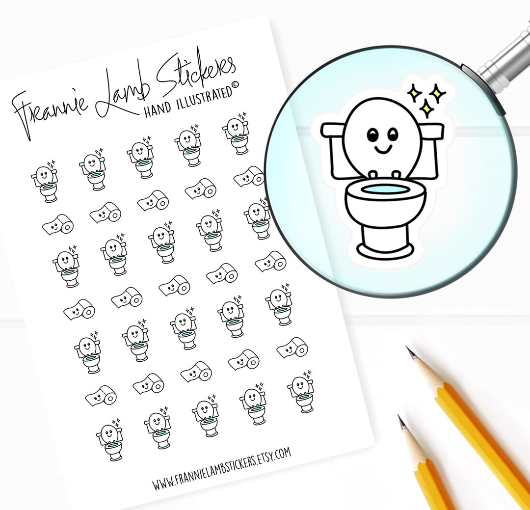 Toilet and Toilet Paper Stickers (1/2" Each), Planner Stickers ...