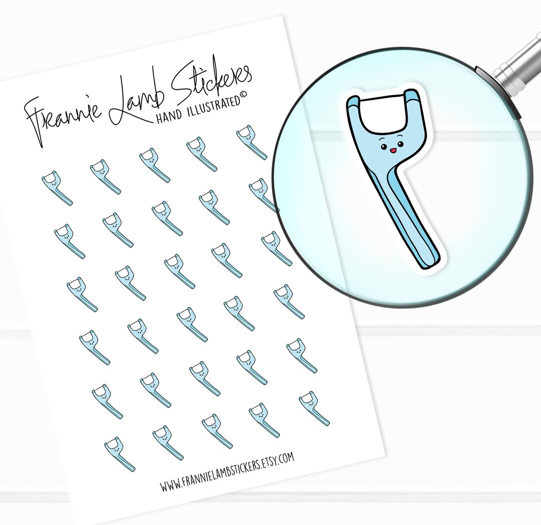 Floss Picks Stickers (1/2" Each), Tooth and Dental Stickers for ...