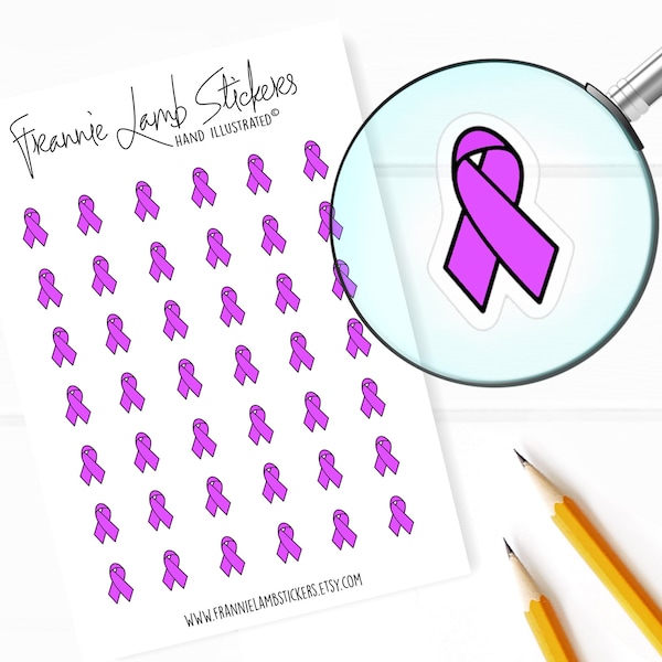Purple Ribbon Stickers - Etsy