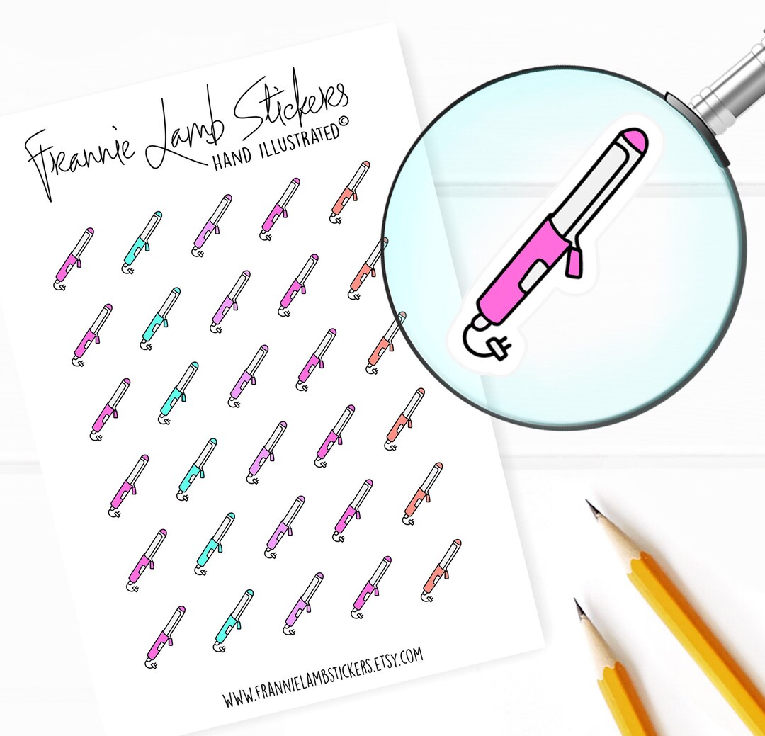 Curling Iron Stickers (1/2" Each), Beauty and Hair Stickers for ...