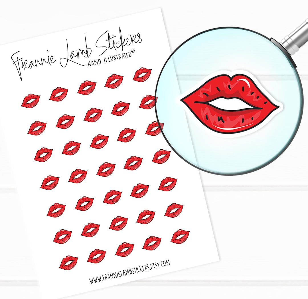 Lip Stickers (1/2" Each), Kiss Stickers, Stickers for Calendars ...