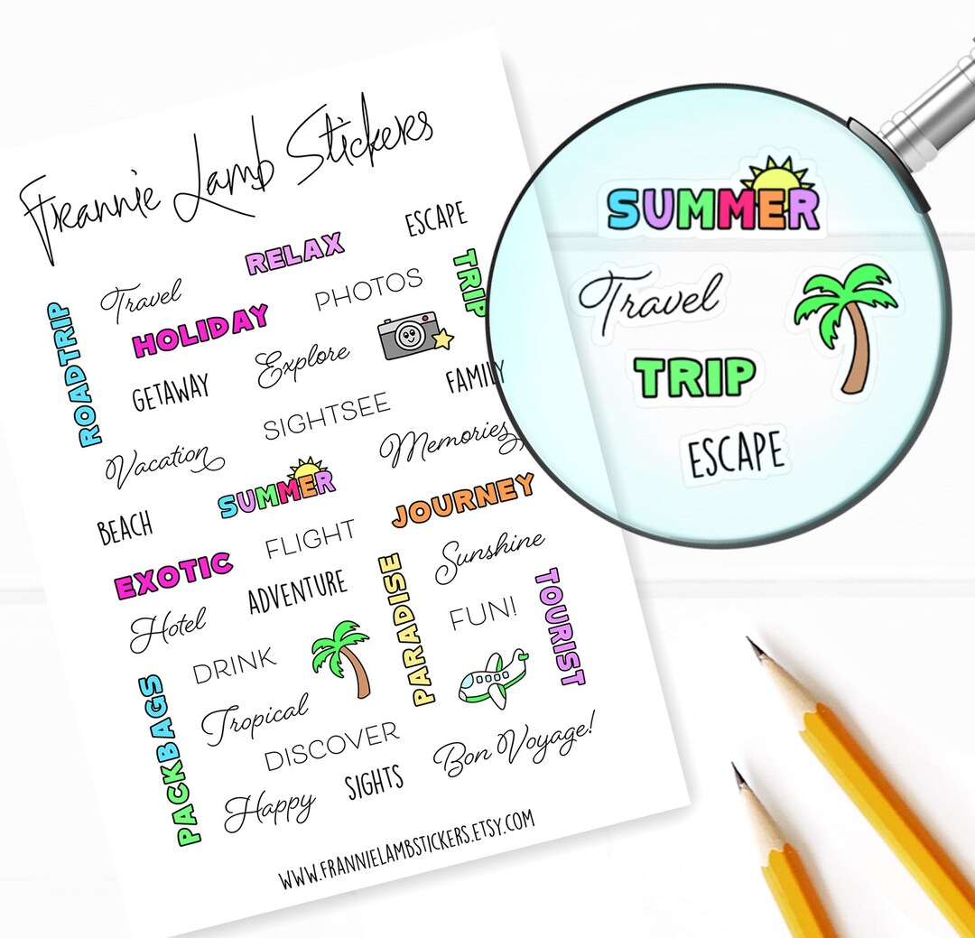 Vacation Variety Planner Stickers, Clear or White Matte Sticker Paper ...