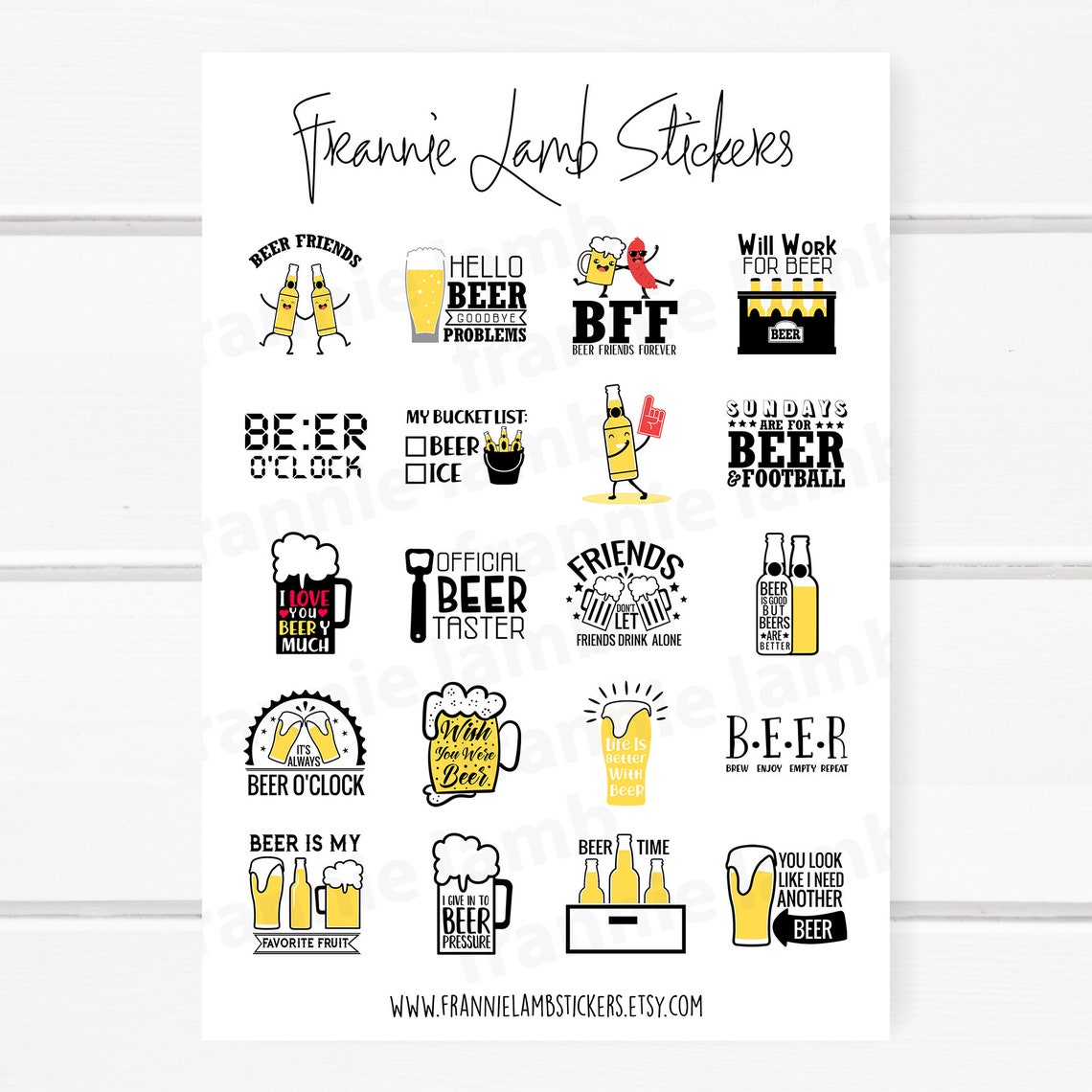 Beer Stickers, Clear or White Sticker Paper Available, Planner Stickers ...